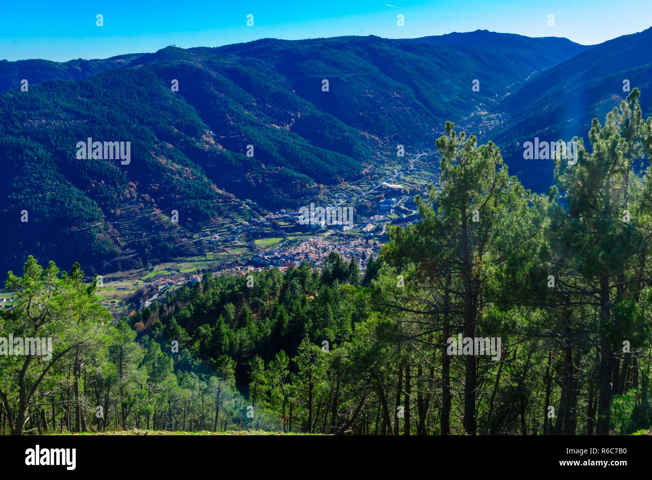 Landscape of the Serra da Estrela mountain range, along road N232, In ...