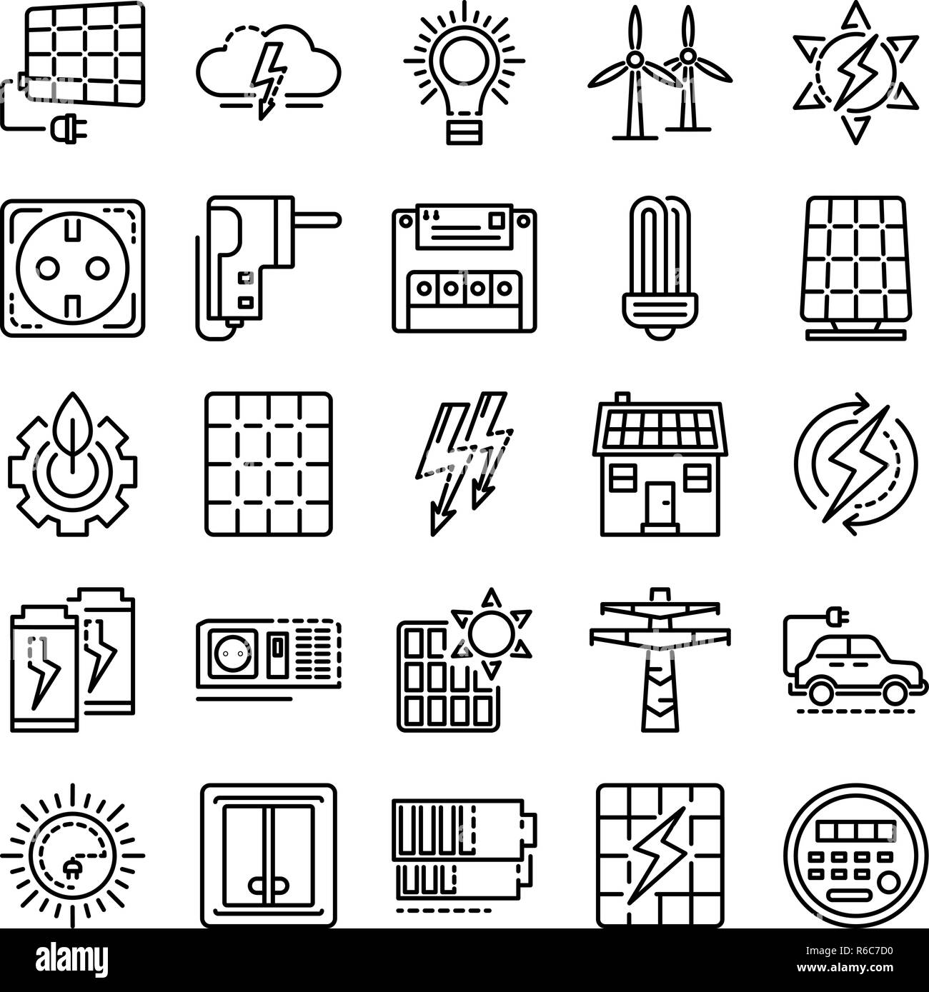 Energy equipment icon set, outline style Stock Vector Image & Art - Alamy