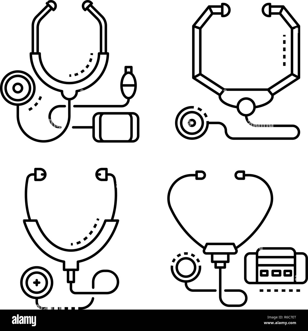 Stethoscope icon set, outline style Stock Vector Image & Art - Alamy