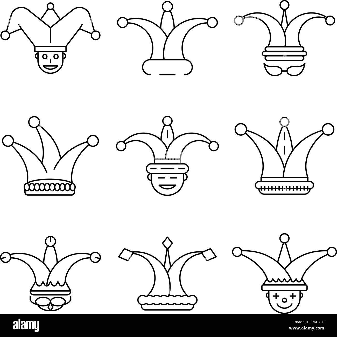 Jester icon set, outline style Stock Vector Image & Art - Alamy