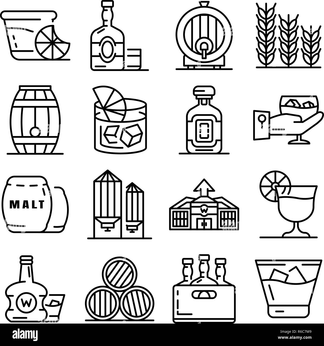 Whisky icon set, outline style Stock Vector Image & Art - Alamy