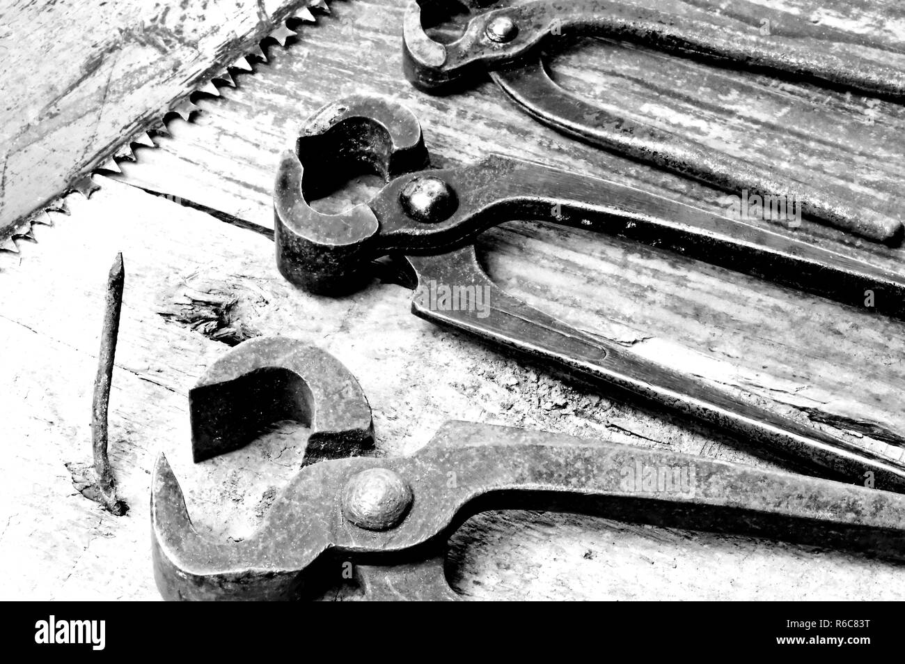 Old worn construction detail Black and White Stock Photos & Images - Alamy
