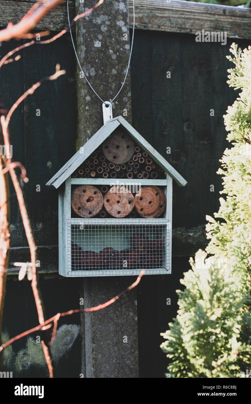 Bug Hut for attracting insects into the garden Stock Photo - Alamy