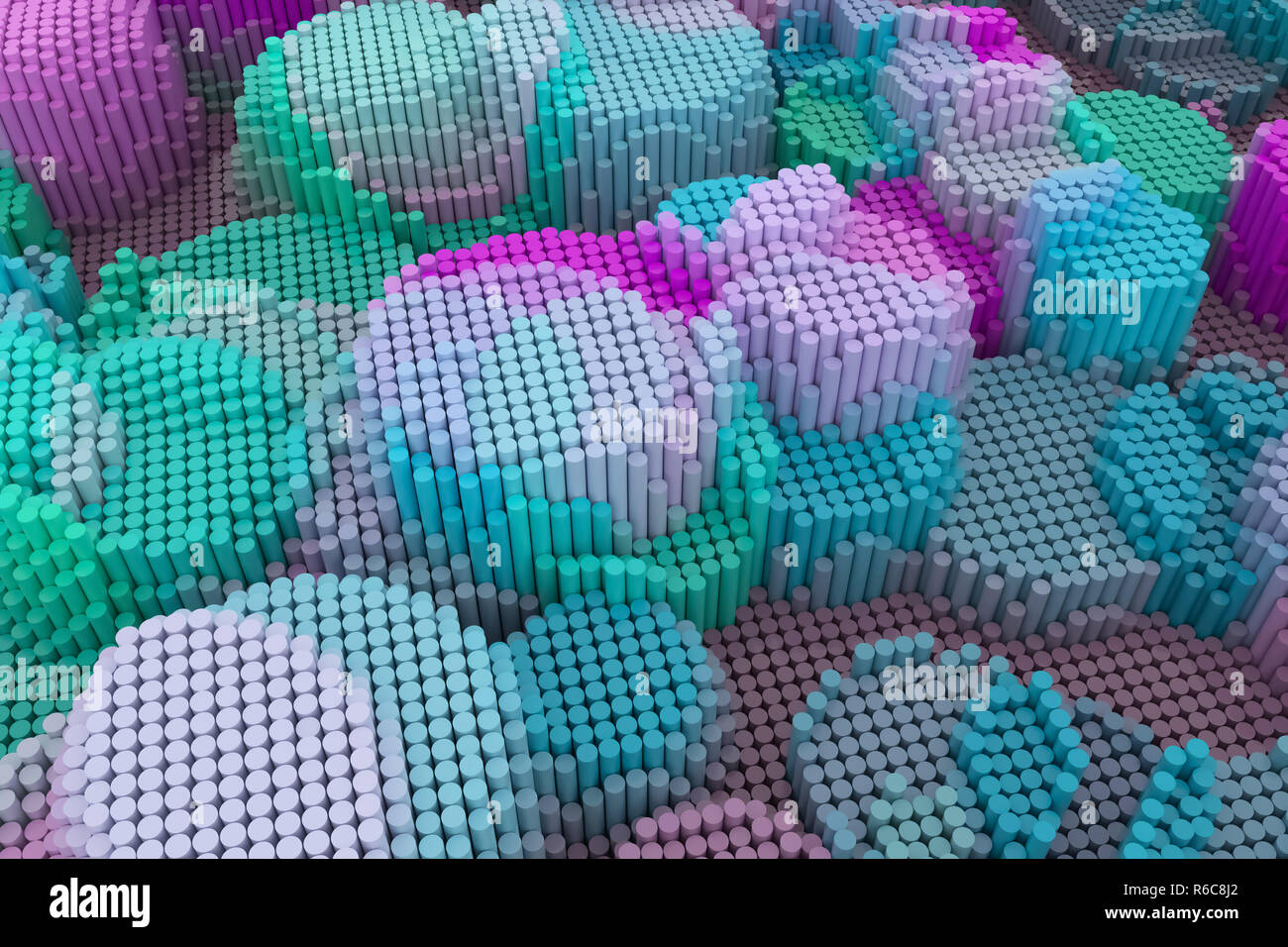 Colorful 3D rendering. Shape composition, block, geometric structure ...