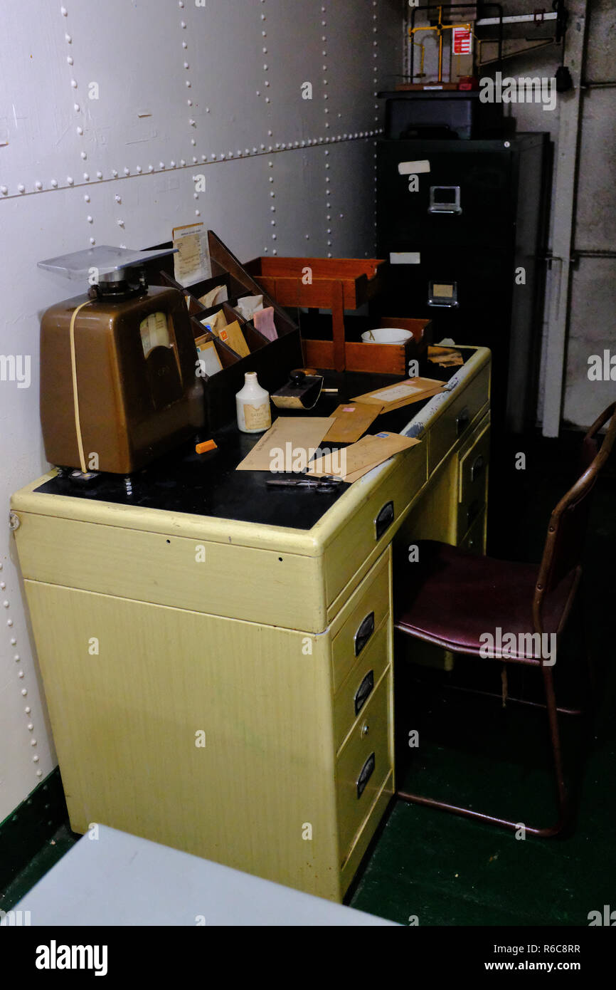 Post room HMS Belfast - London UK Stock Photo - Alamy