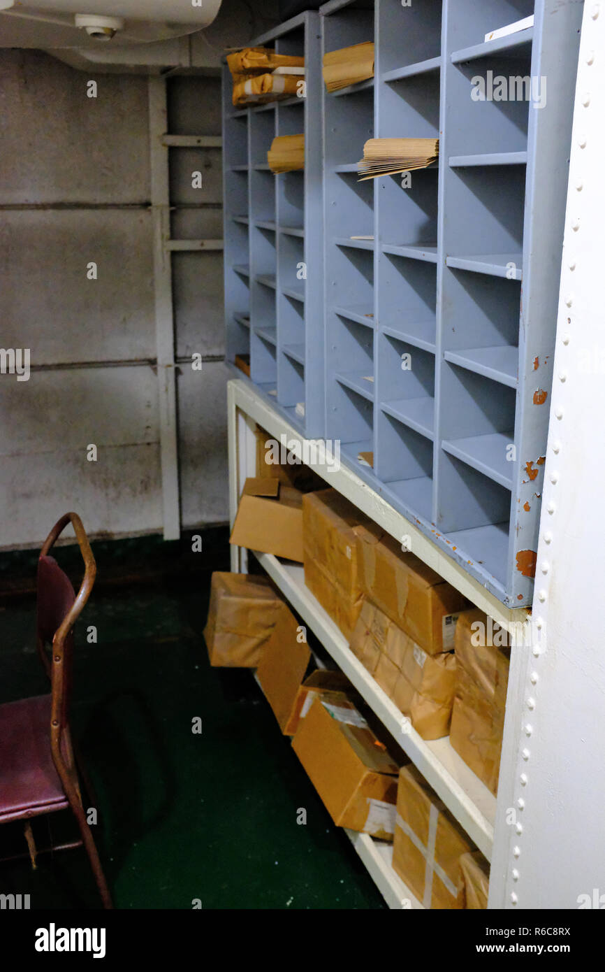 Post room HMS Belfast - London UK Stock Photo - Alamy