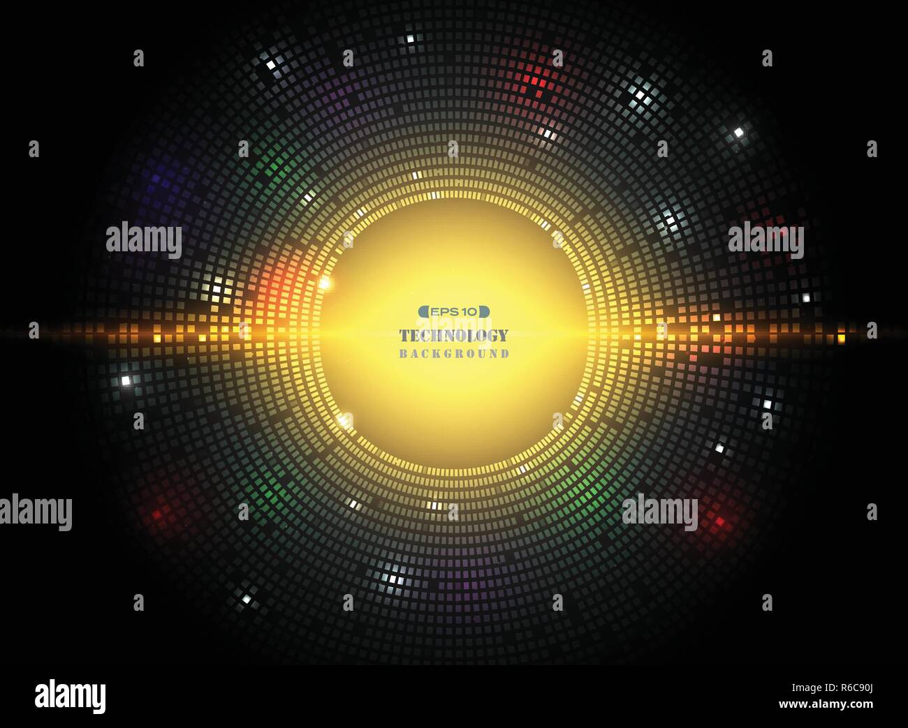 Abstract of dark circle square pattern technology in futuristic ...