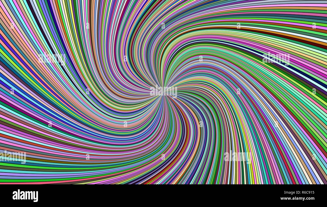 Multicolored abstract psychedelic striped spiral vortex background design from curved rays Stock ...