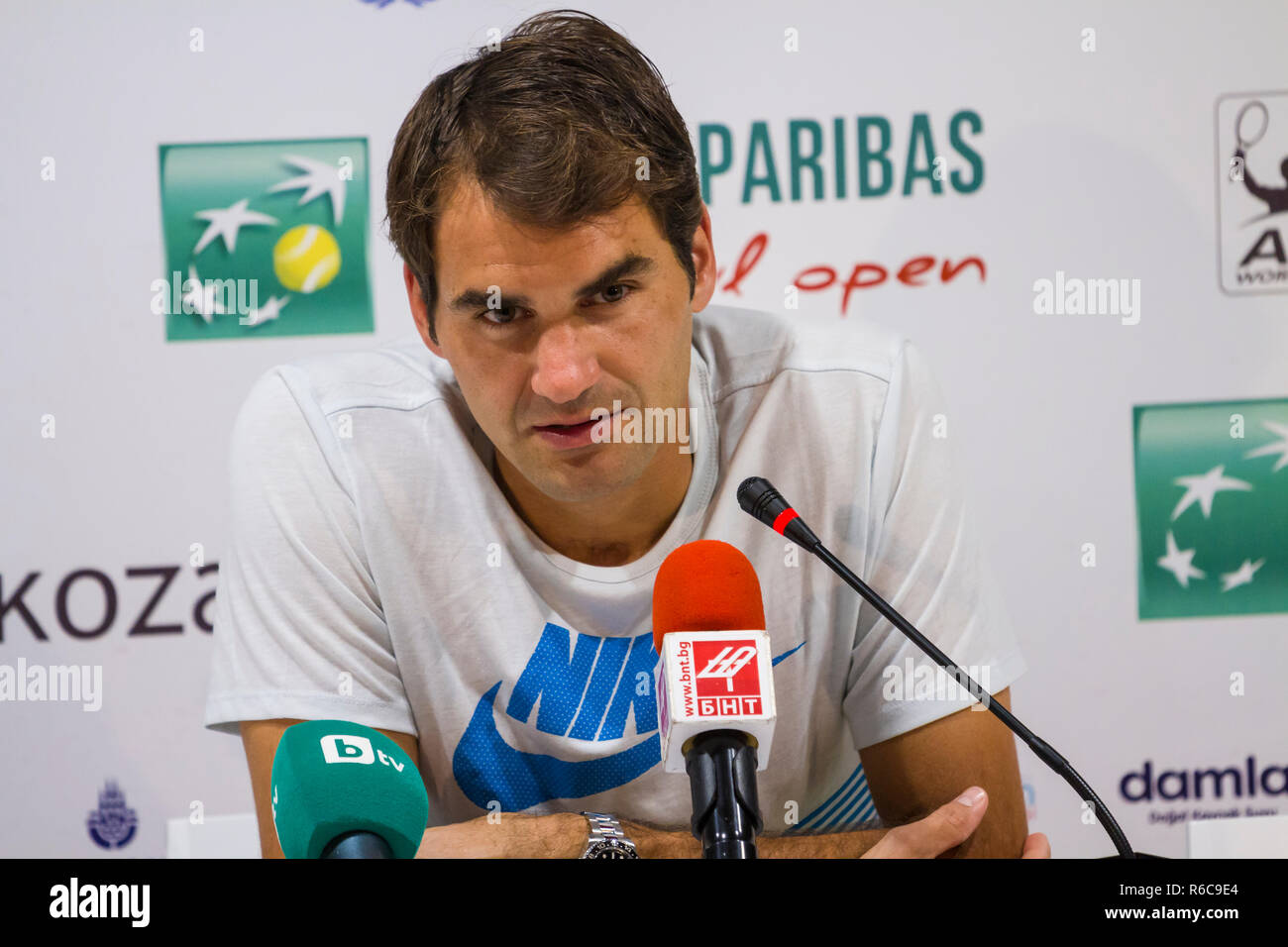 Roger Federer At Garanti Koza Istanbul Open In Turkey 2015 Playing On