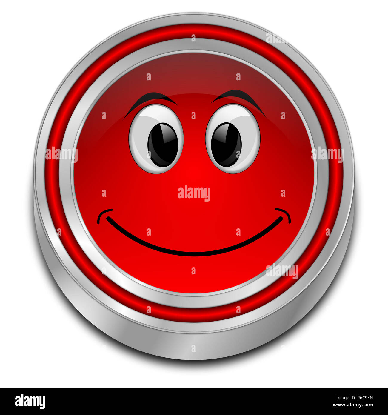 red Button with smiling face - 3D illustration Stock Photo - Alamy