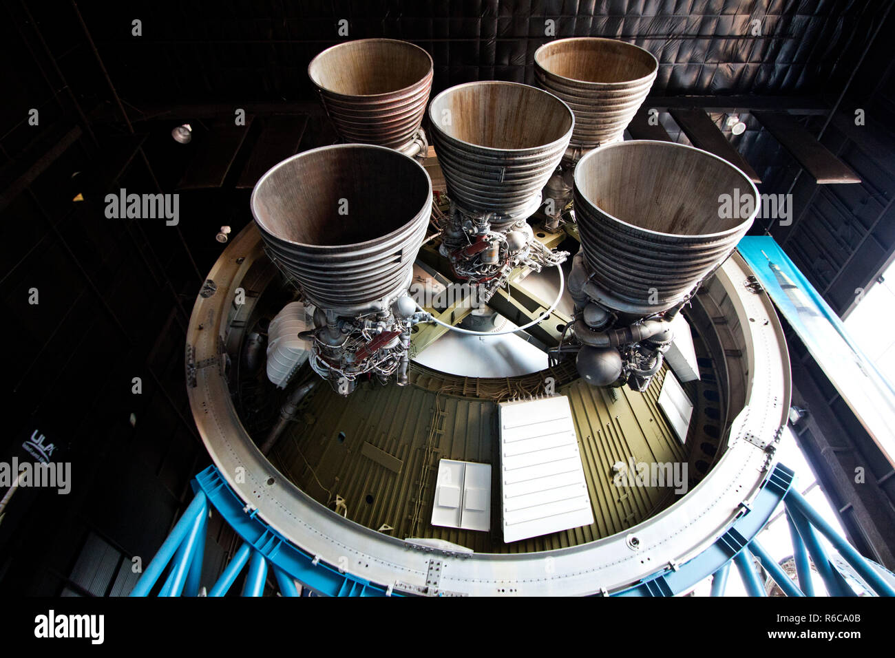 F-1 engines of the first stage of the Saturn V at the Saturn V Hall at ...