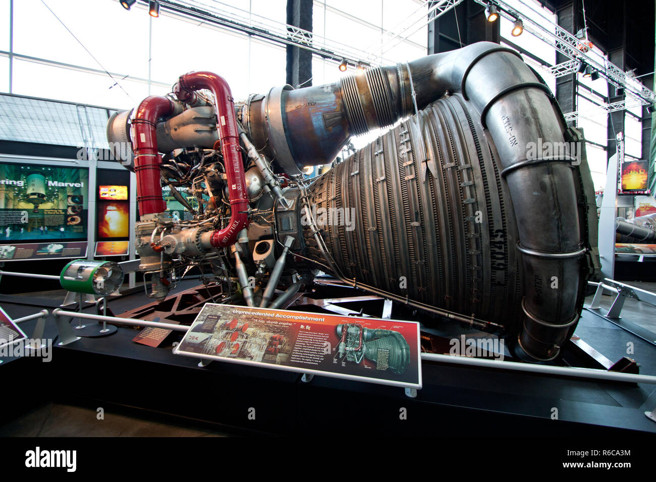 F-1 engine of the first stage of the Saturn V at the Saturn V Hall at ...
