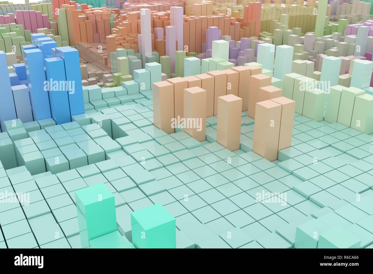 Colorful 3D rendering. Shape composition, block, geometric structure ...