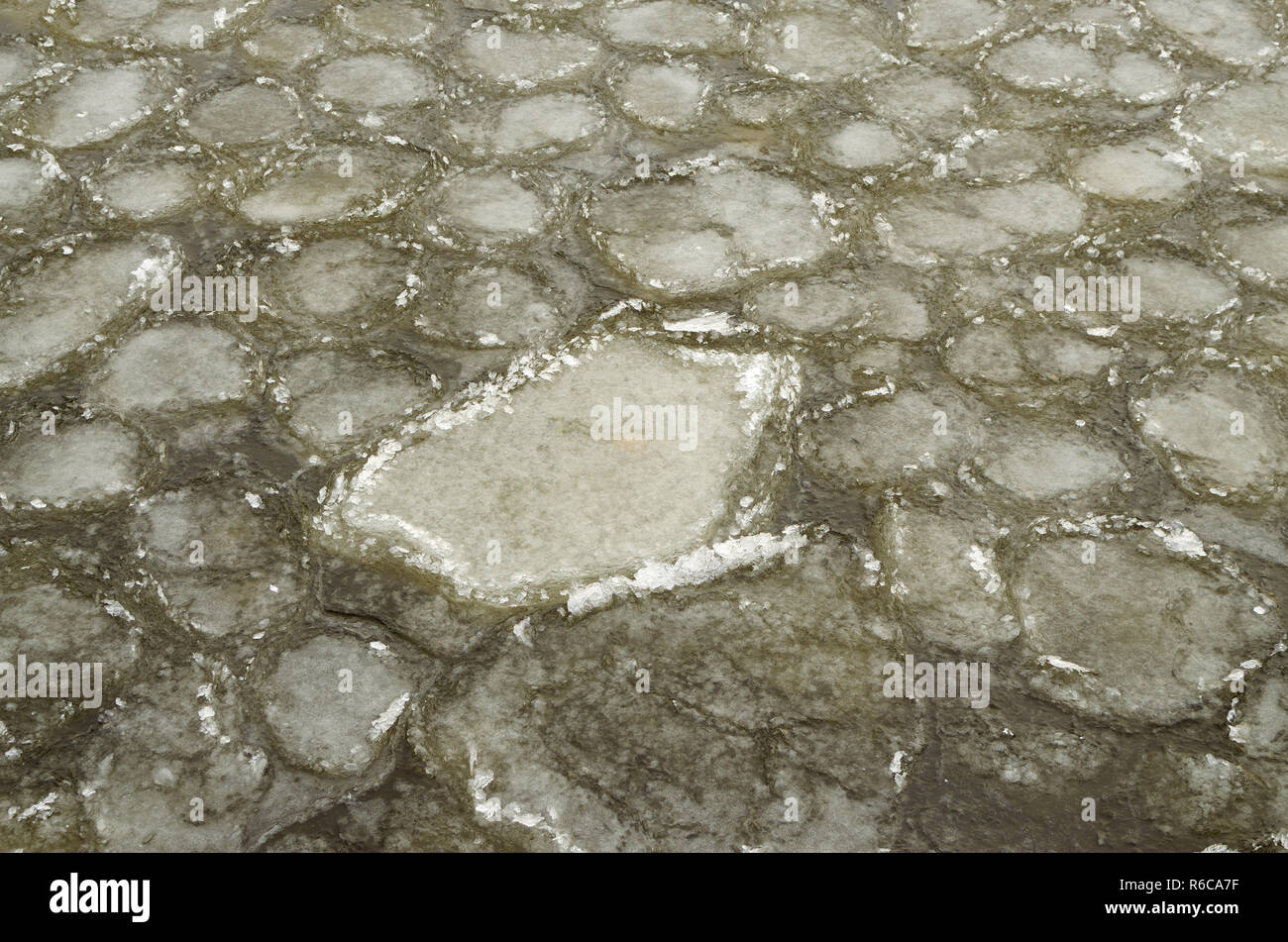 Patterned ice on the river.These are frozen water crystals Stock Photo ...