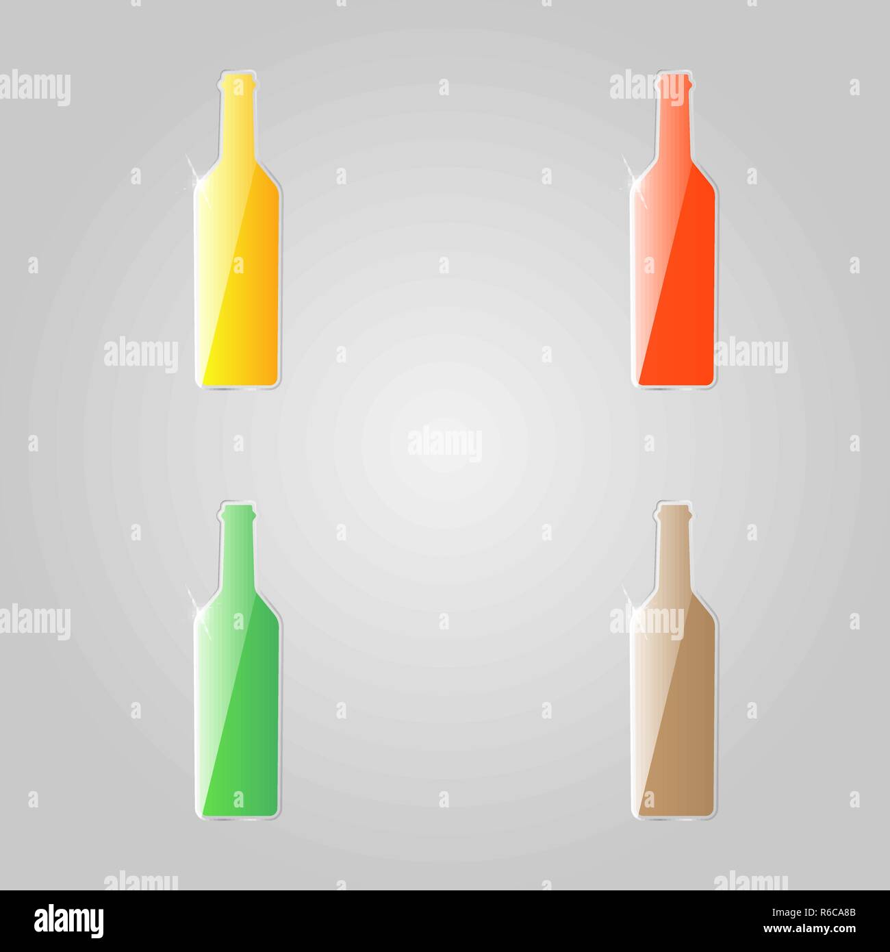 Colored shiny glass bottles on a gray background. Vector illustration ...