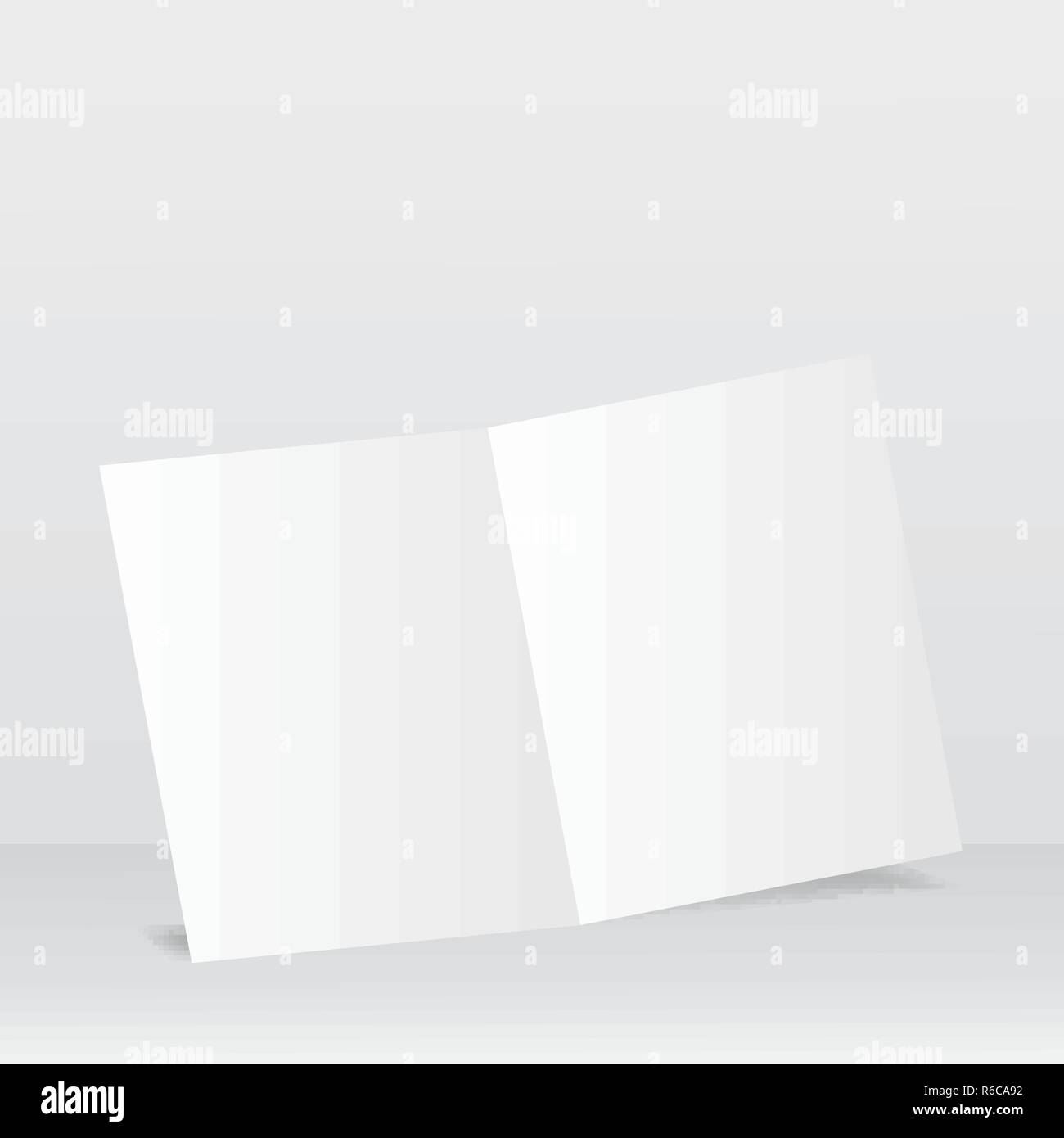 Open blank white booklet on a gray background. Vector illustration ...