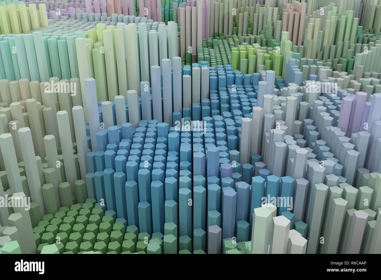 Colorful 3D rendering. Shape composition, geometric structure block ...