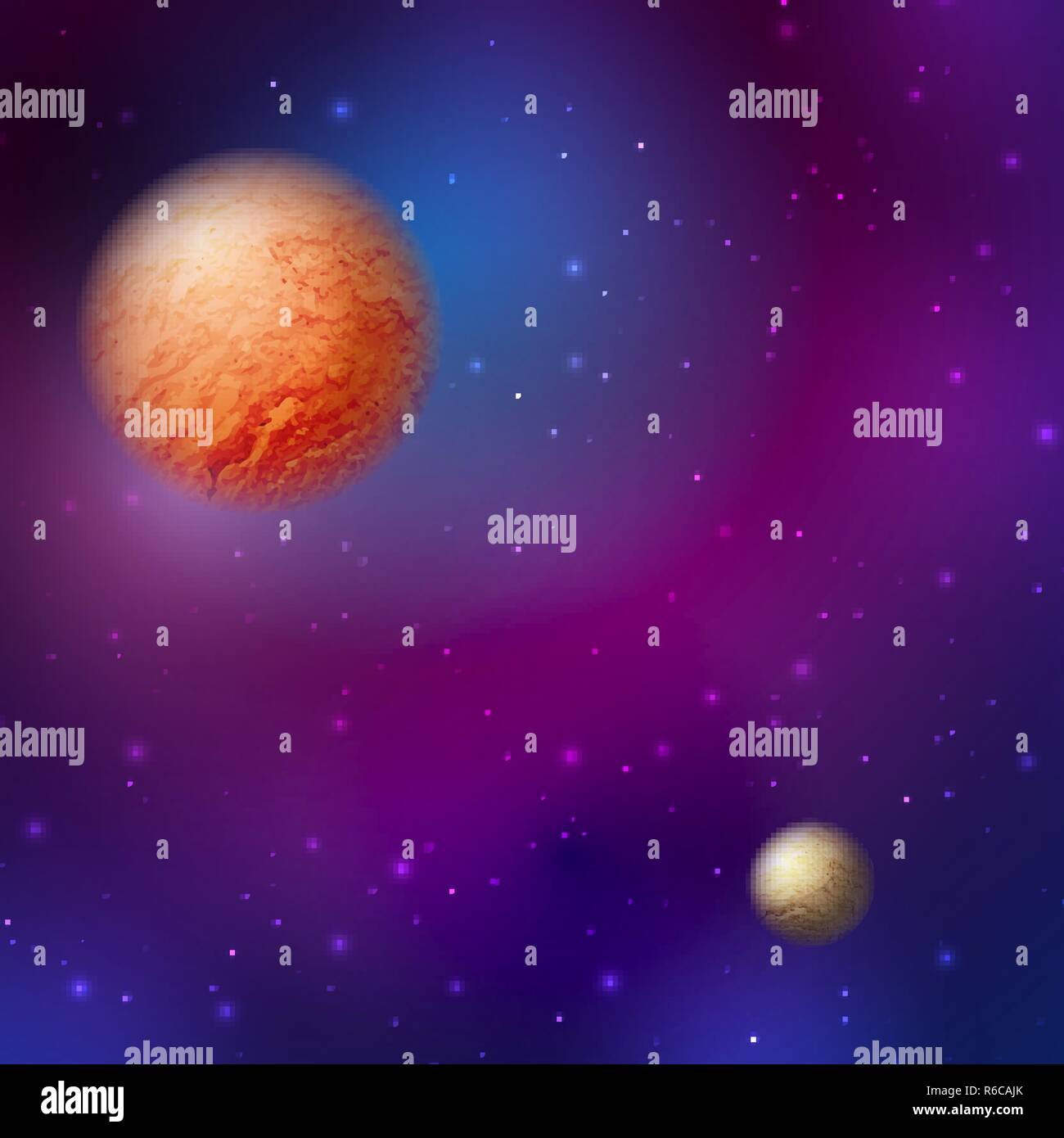 Cosmic planets with a starry sky. Vector illustration Stock Vector ...
