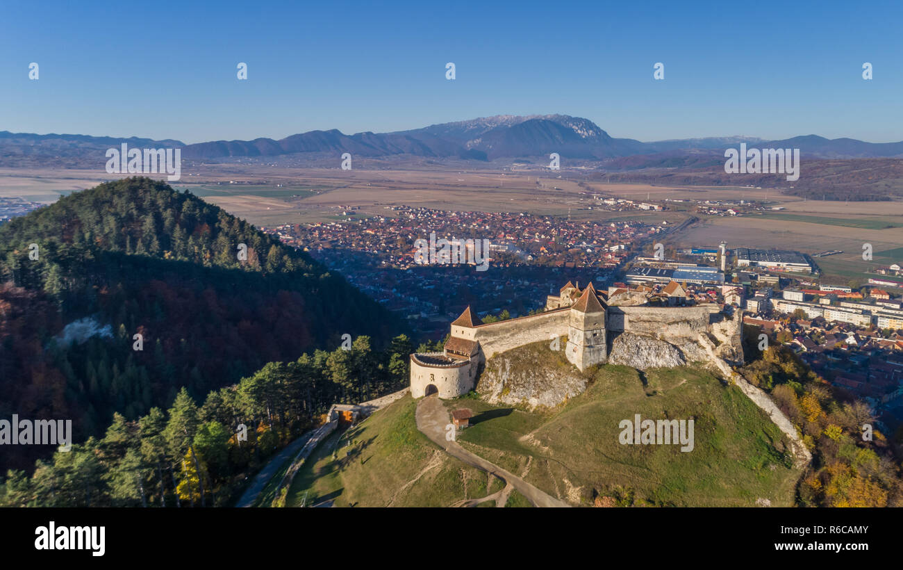 Aerial view of Rasnov Fortress Romania Stock Photo - Alamy