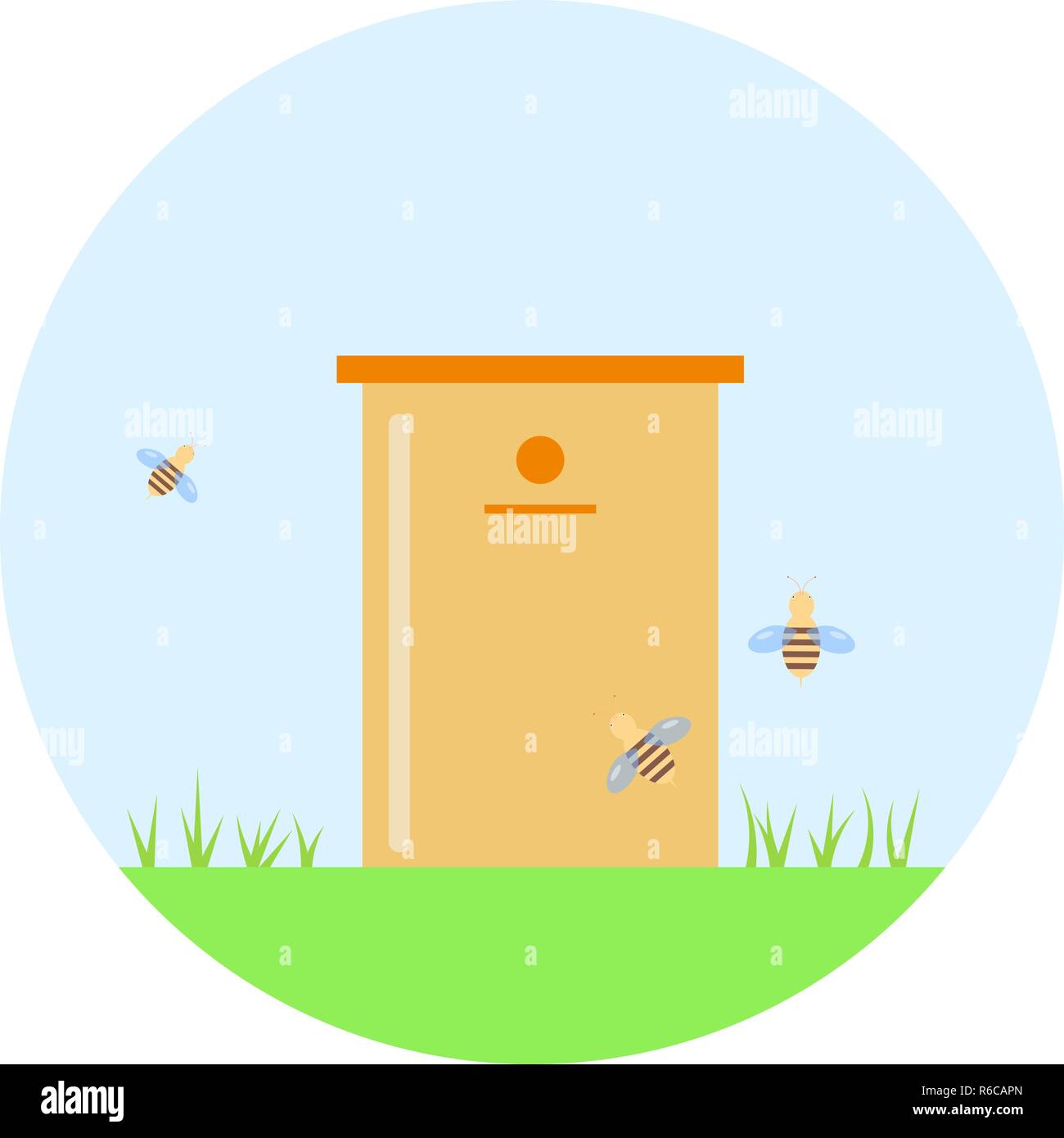 Bee hive on green grass. Vector illustration Stock Vector Image & Art ...