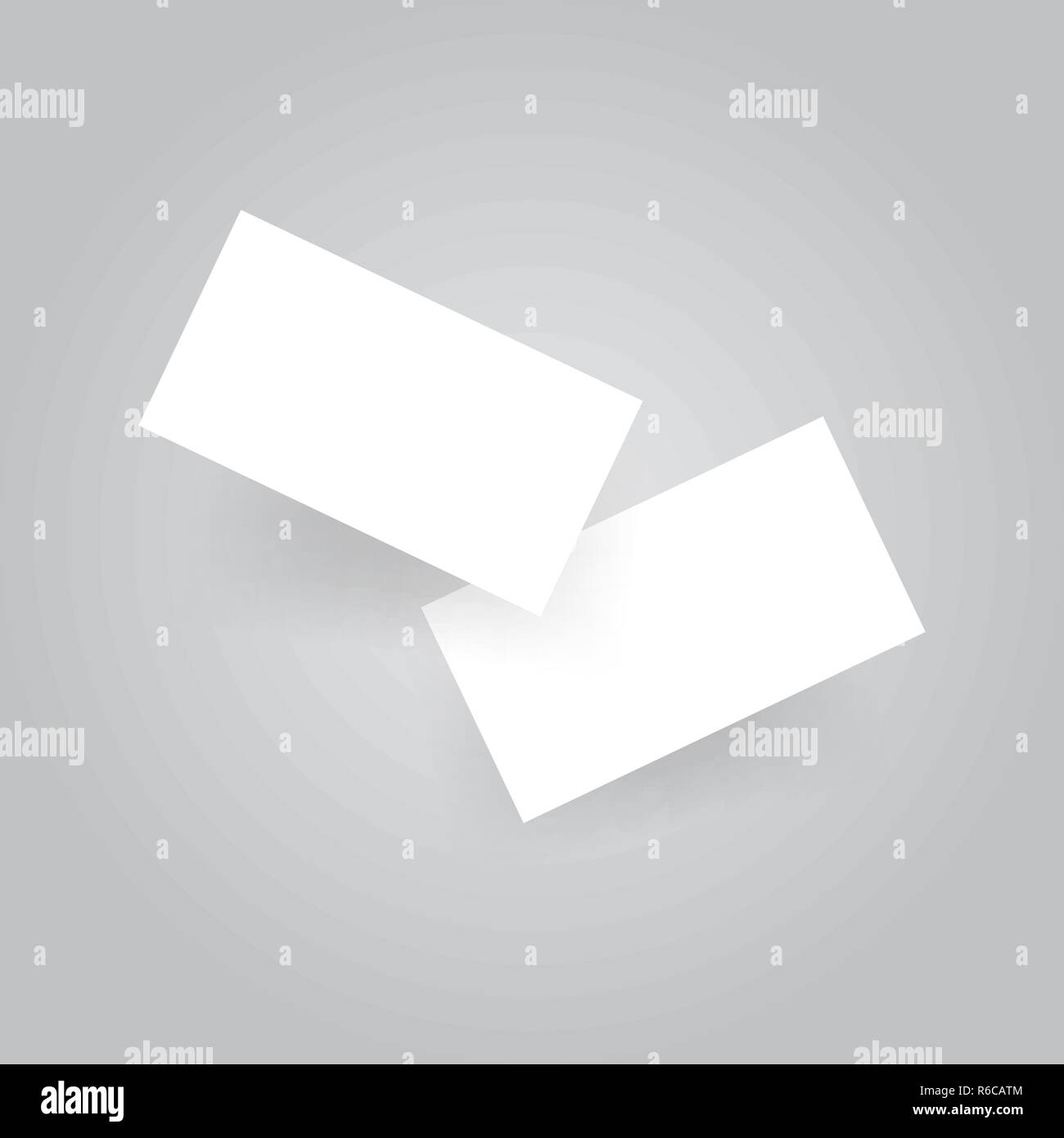 Two white business cards on a gray background. Vector illustration ...
