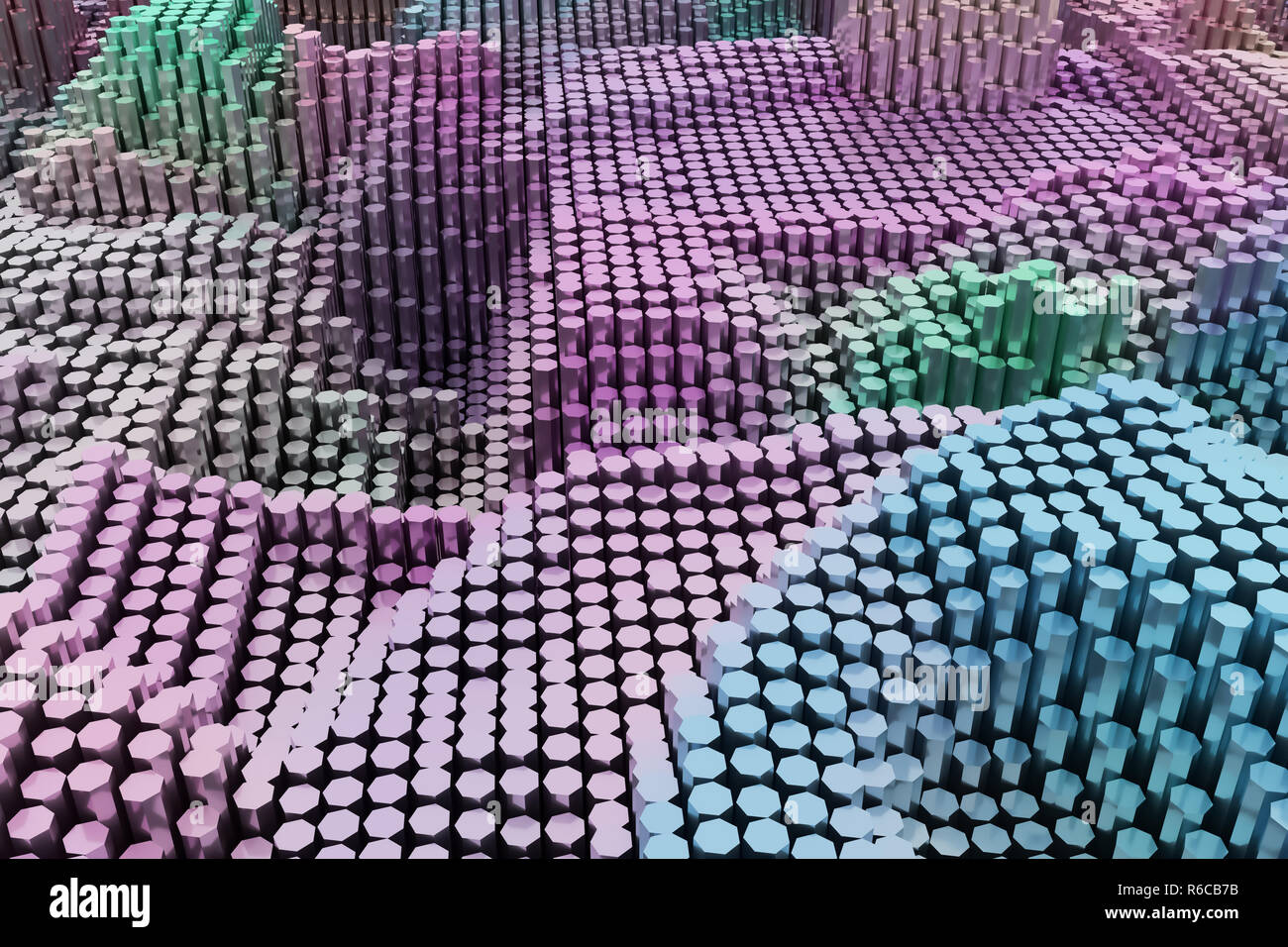 Colorful 3D rendering. Geometric structure block, illustrations of ...