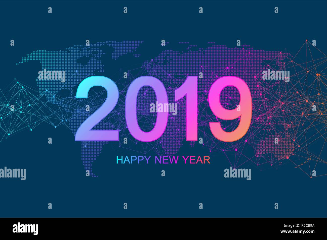 Merry Christmas and Happy New Year 2019 greeting card. Modern ...