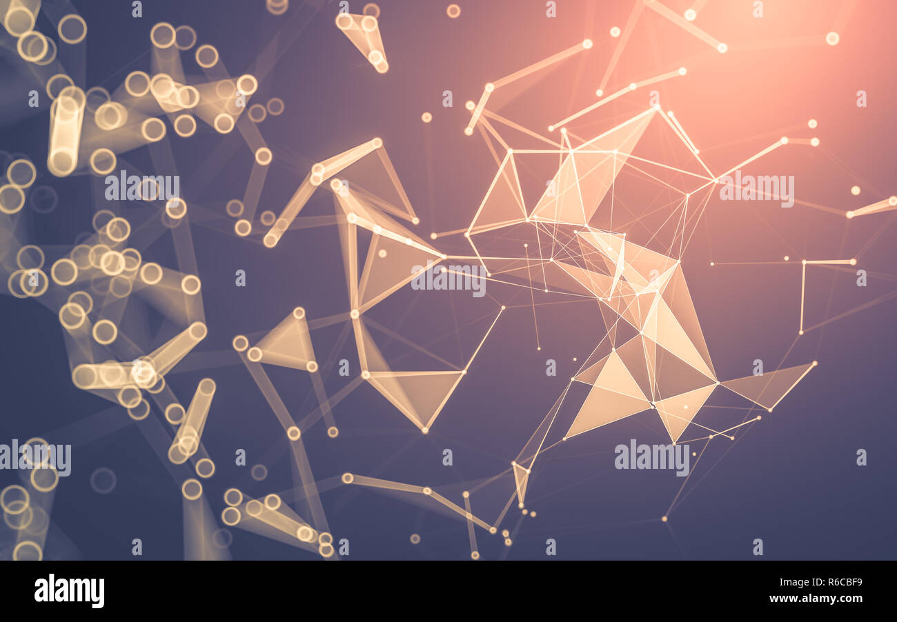 Abstract polygonal space low poly dark background, 3d rendering Stock ...