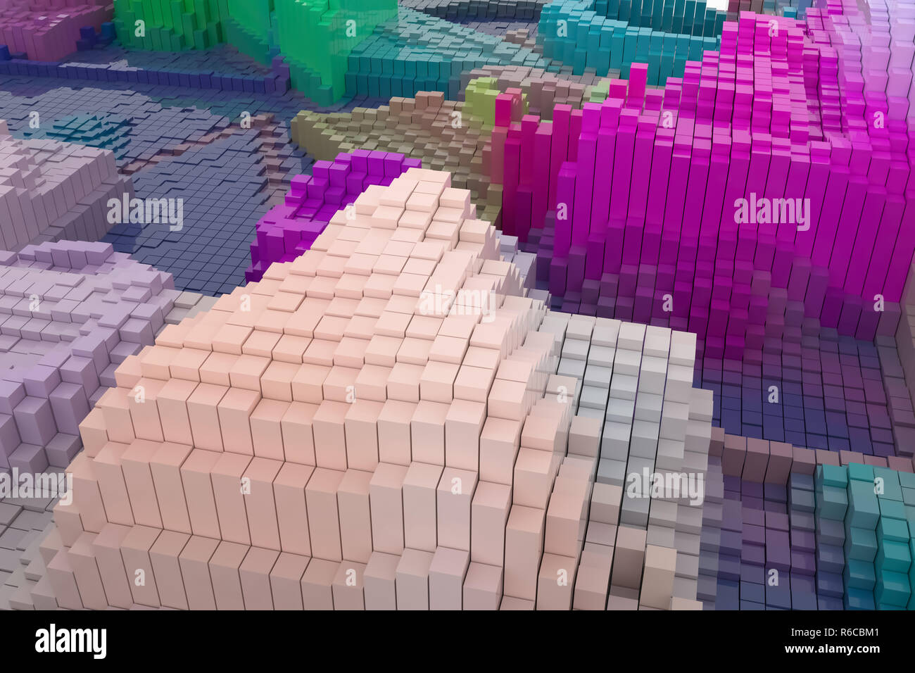 Colorful 3D rendering. Shape composition, block, geometric structure ...