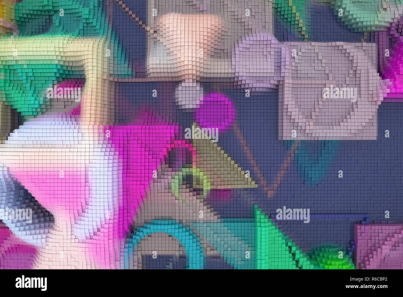 Colorful 3D rendering. Shape composition, block, geometric structure ...