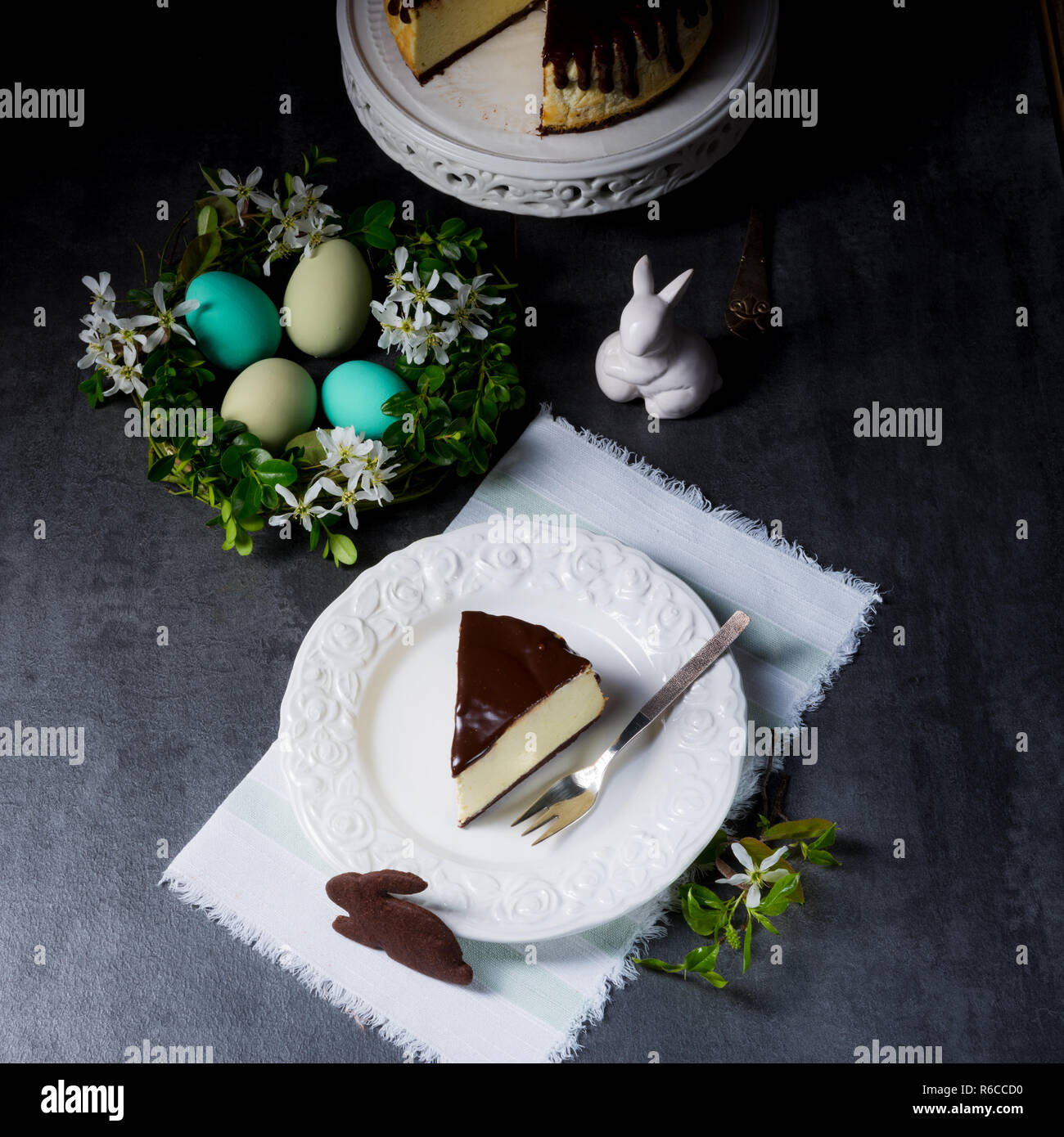 spring cheese cake with pistachios Stock Photo - Alamy