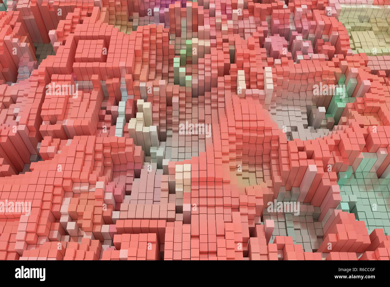 Colorful 3D rendering. Geometric structure block, illustrations of ...