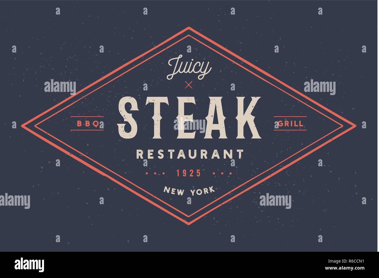 Steak, logo, meat label. Logo with text steak restaurant, juicy steak ...