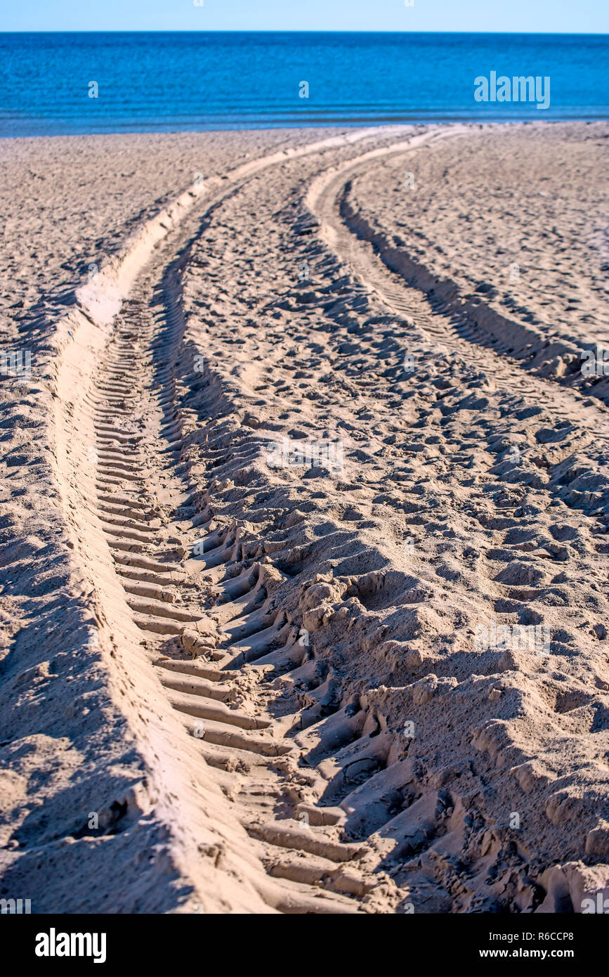 Beach With Tracks Stock Photo - Alamy
