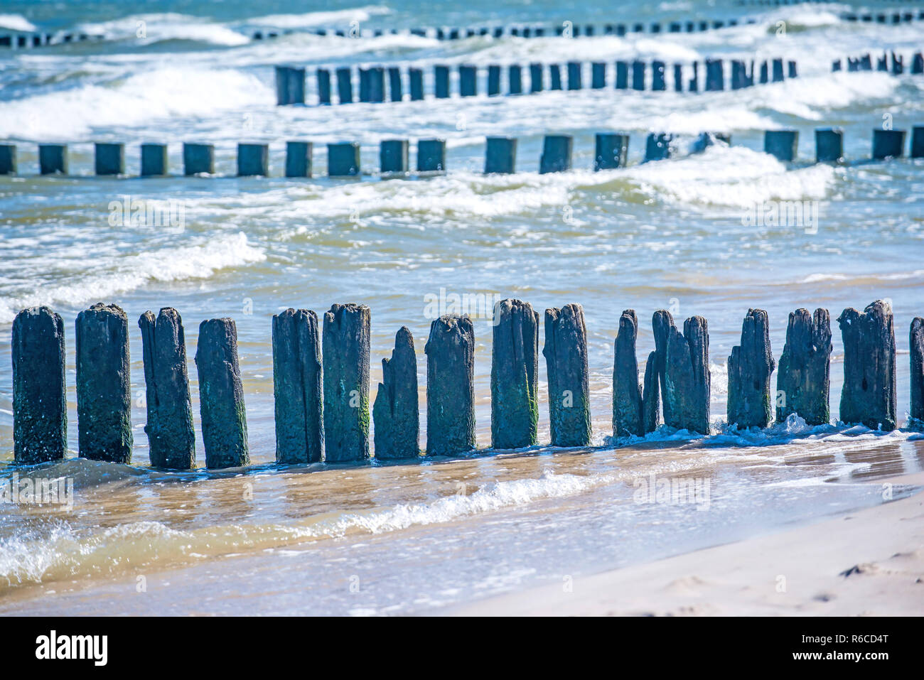 Groins In The Baltic Sea Stock Photo - Alamy