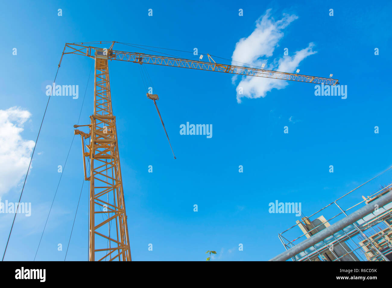Building Crane With House Construction Stock Photo - Alamy