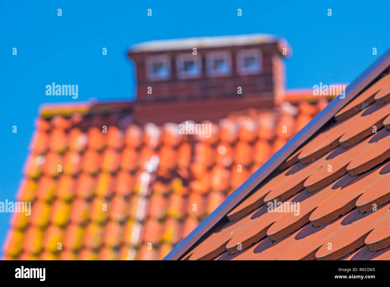 Red, New Roofs Tiles Of A Roof Stock Photo - Alamy