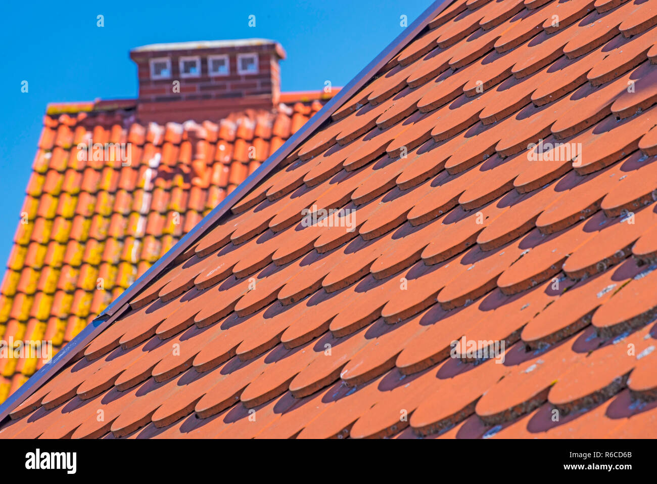 Red, New Roofs Tiles Of A Roof Stock Photo - Alamy