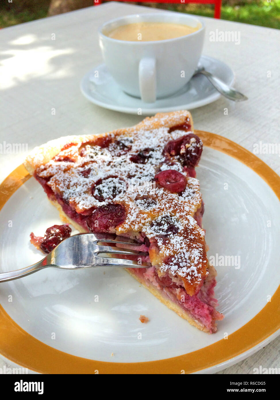 French Horticulture With Cafe Au Lait And Cherry Pie Stock Photo - Alamy