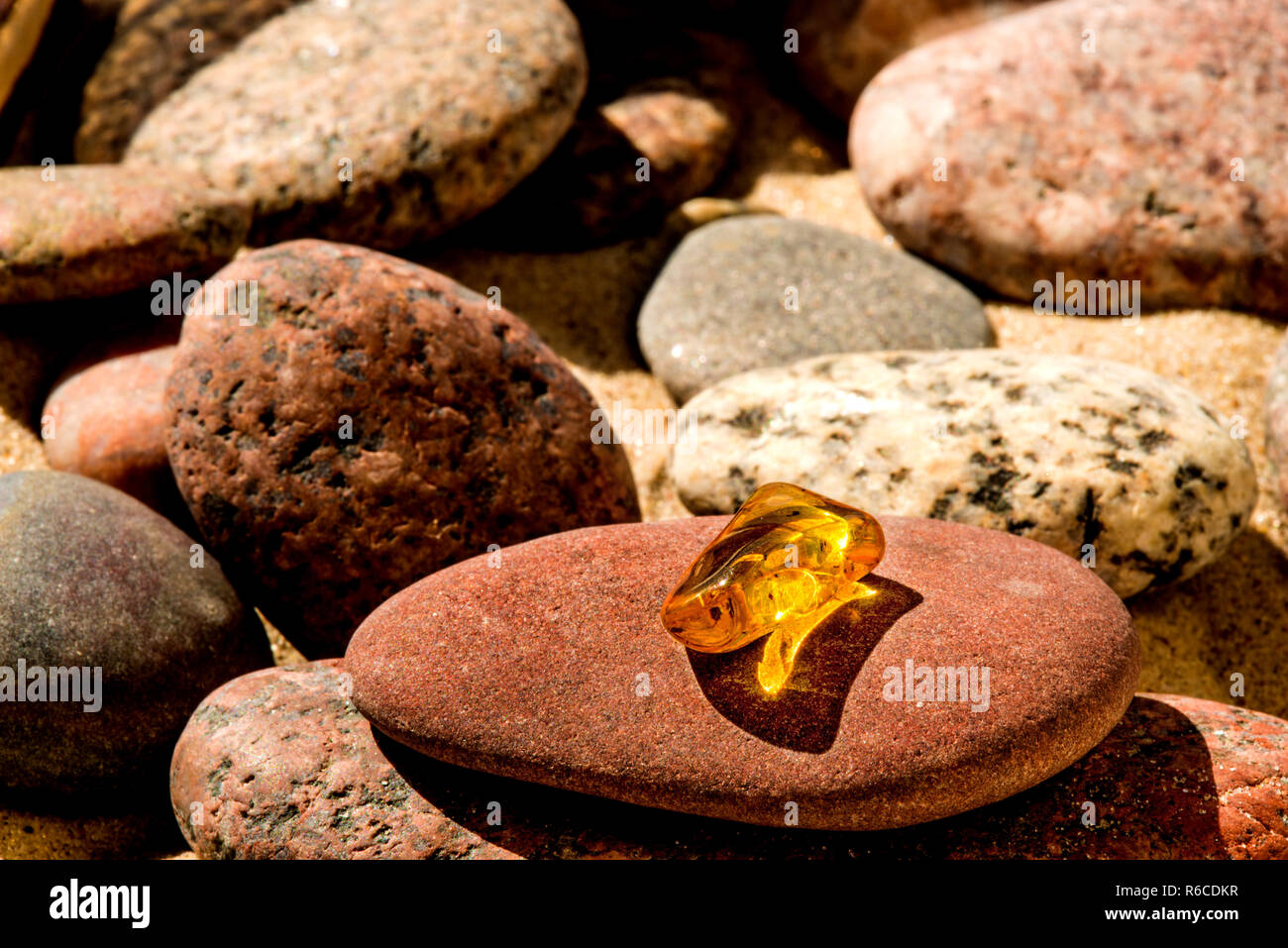 Amber On A Beach Of The Baltic Sea Stock Photo - Alamy