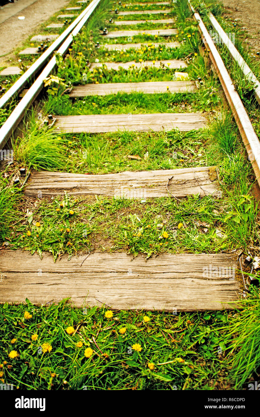 Rails Out Of Order Stock Photo - Alamy