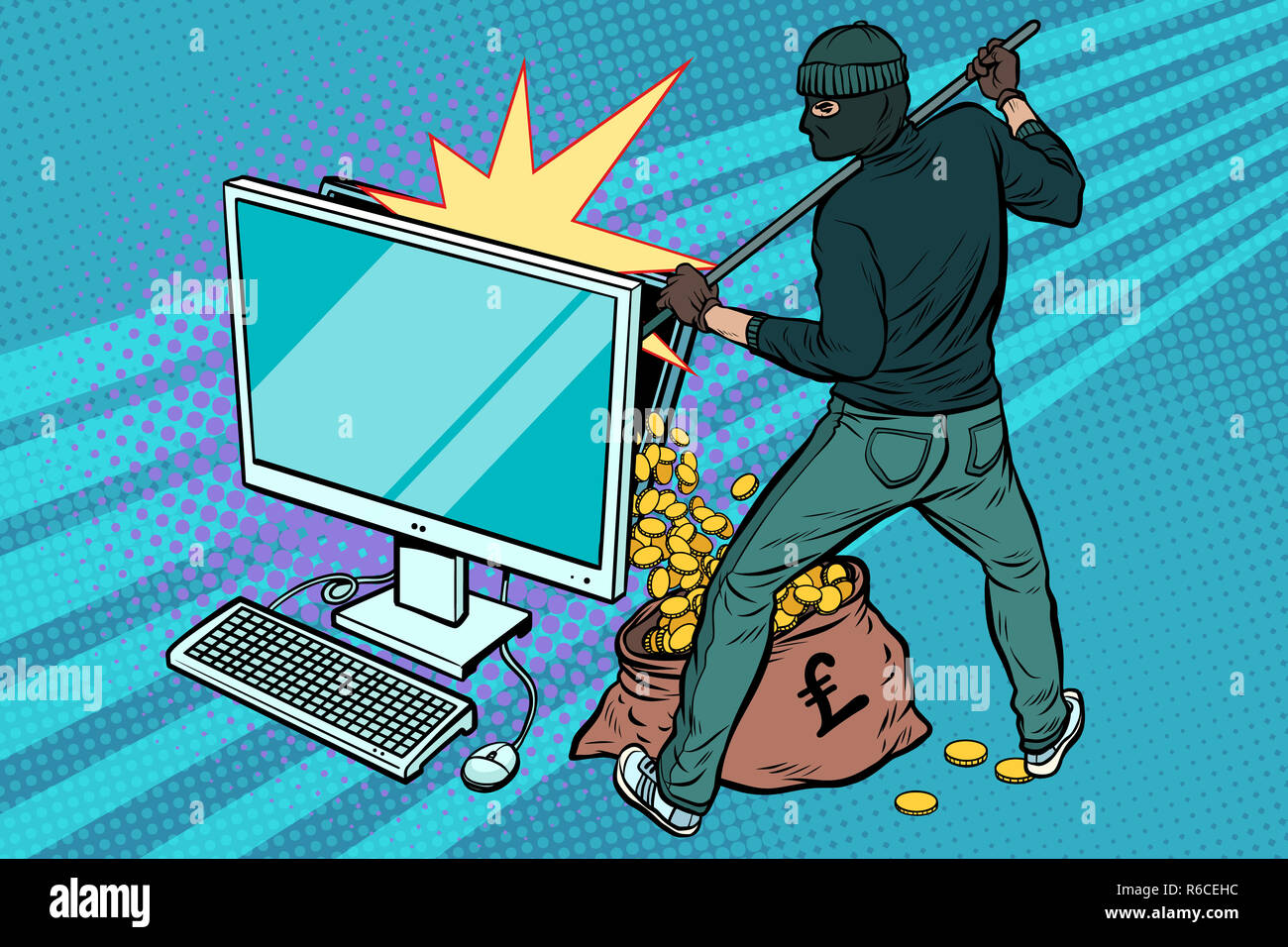 Cartoon hacker man laptop computer hi-res stock photography and images ...