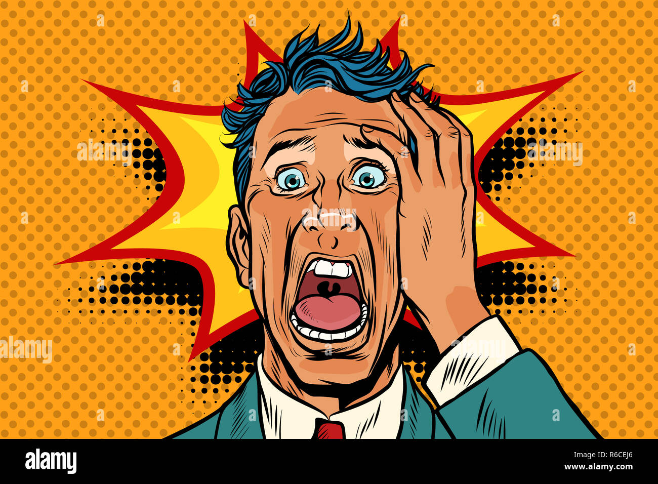 pop art panic face man funny Stock Photo - Alamy