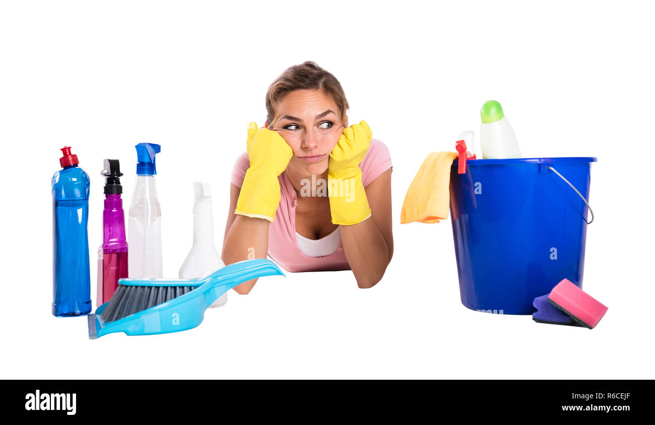 Sad young woman lying on Cut Out Stock Images & Pictures - Alamy