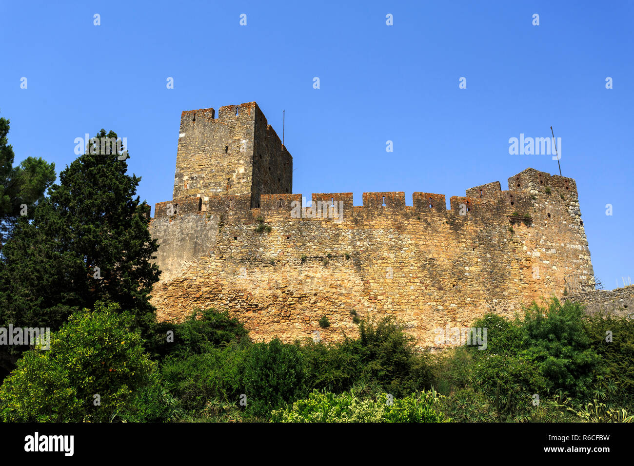 View of the keep tower of the medieval castle built in the 12th century ...