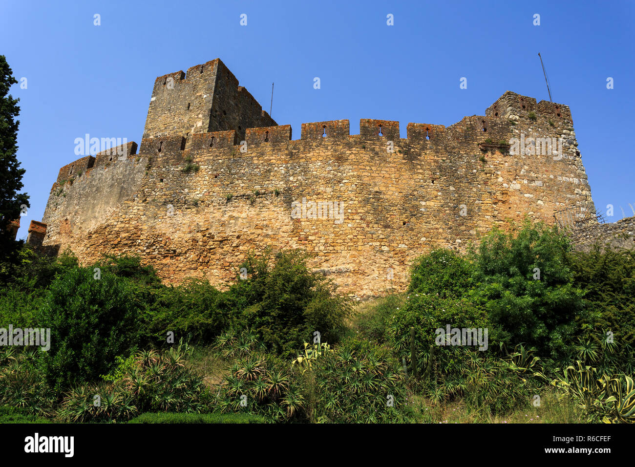 View of the keep tower of the medieval castle built in the 12th century ...