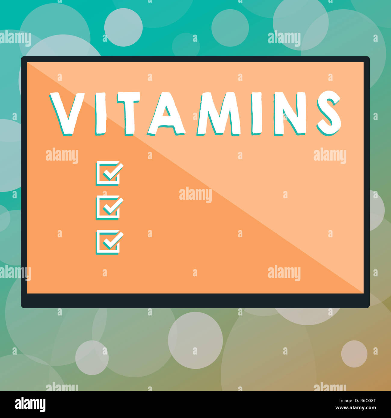 Text sign showing Vitamins. Conceptual photo group of organic compounds ...