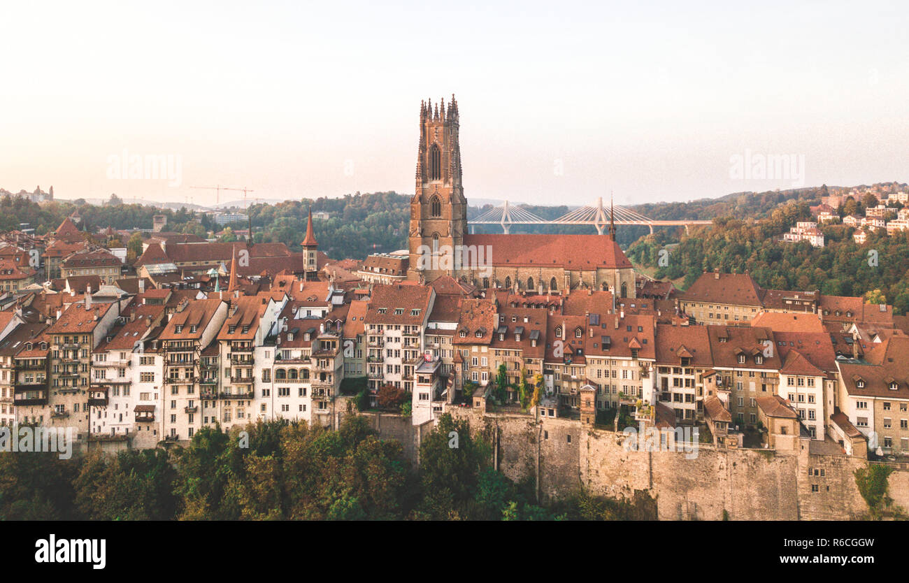 Fribourg in Switzerland. Bilingual city full of life and students Stock ...