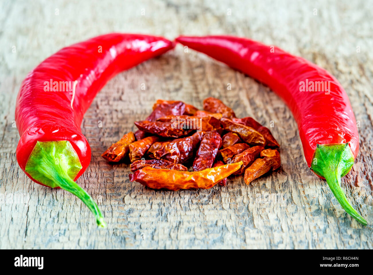 Chili Fruits, Fresh And Dried Stock Photo - Alamy