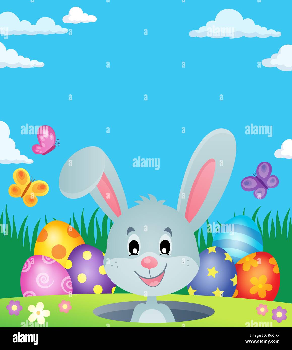 Easter eggs and lurking bunny theme 3 Stock Photo - Alamy